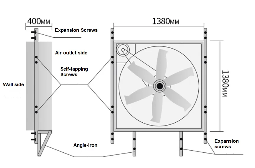 1100mm Cow Shed Fan Hanging Ventilation Cooling Exhaust Fan with Large ...