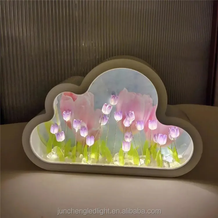 Wholesale Cloud Tulip Mirror Light DIY Handmade Tulip Light Lampara De Tulipanes Room Decor ...