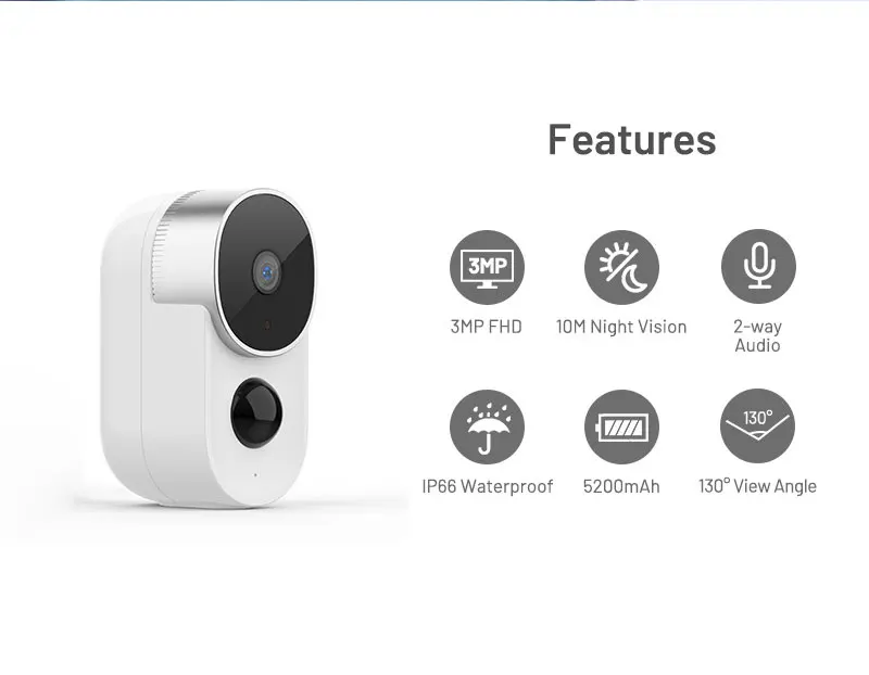 Tuya 3MP Wifi Battery Powered Ip67 Waterproof Outdoor Wireless ...