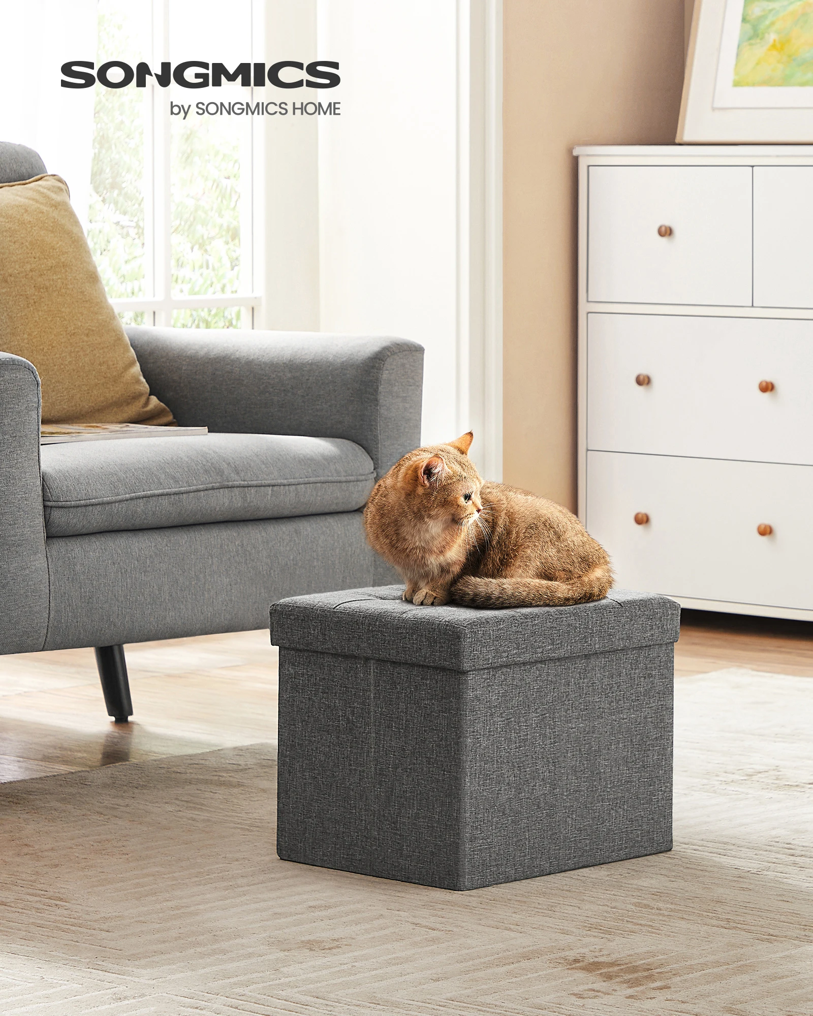 Small Sofa Bench Seat - Foldable Ottoman Storage Bench