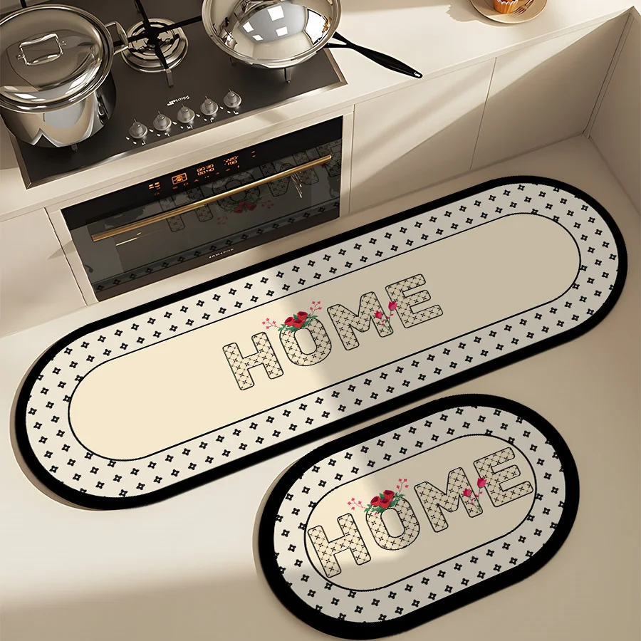 Custom 3d Printed Floor Mat,Minimalist Oval Kitchen Non-slip Mats Floor ...