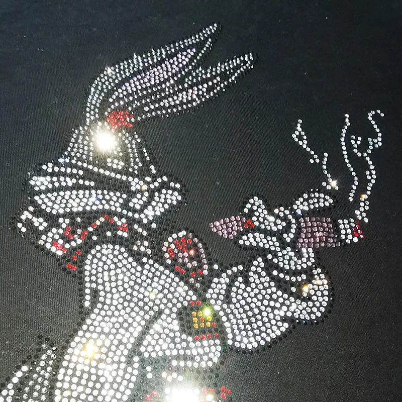 Rabbit Design High Quality Rhinestone Heat Transfers Custom Rhinestone ...