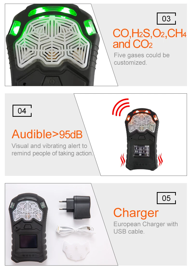 ODM Diffusion Portable Multi Gas Detector - 5 in 1