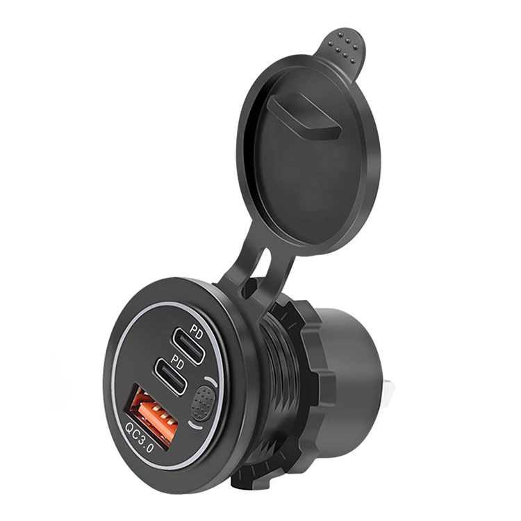 45W Dual USB Type C PD Socket One USB a QC3.0 18W 3 USB Ports 63W Car ...