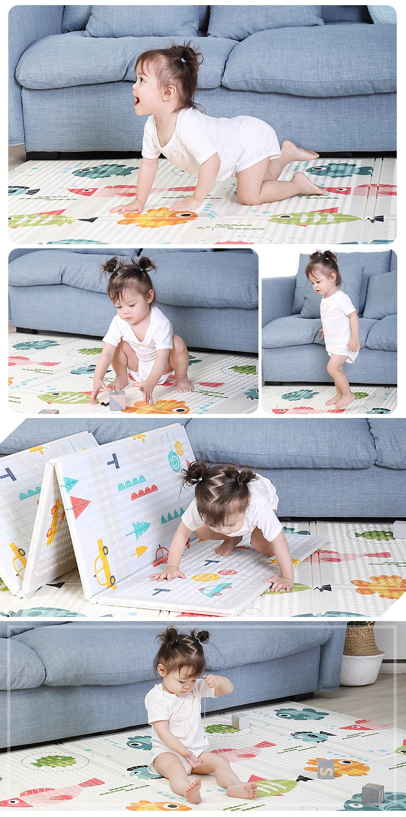 Reversible Double Sides Design Thick Foam Floor Foldable Waterproof ...