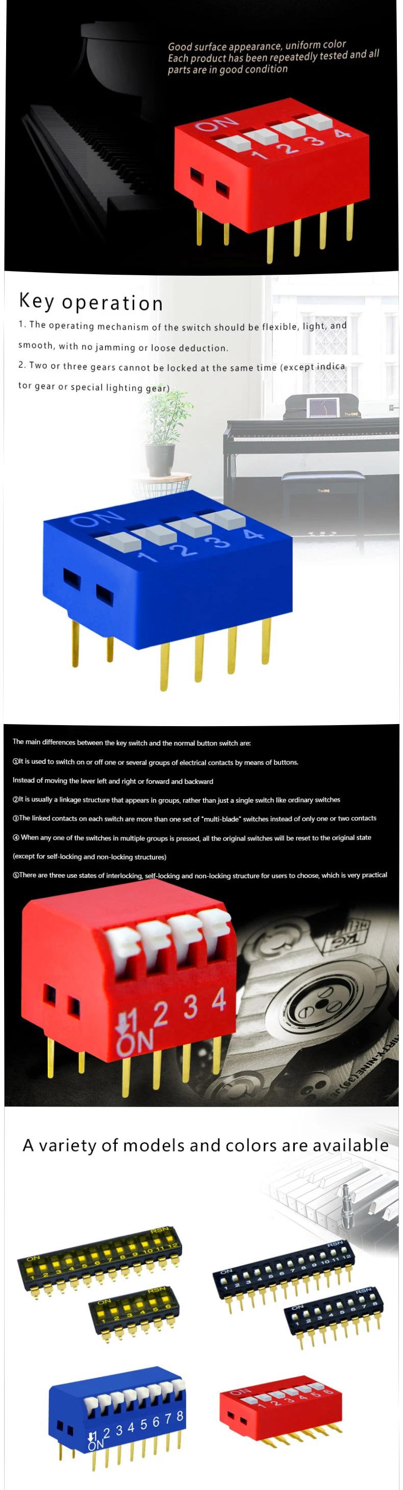 High Quality And High Sensitivity 25ma 24vdc Dip Switch With 8 Position ...