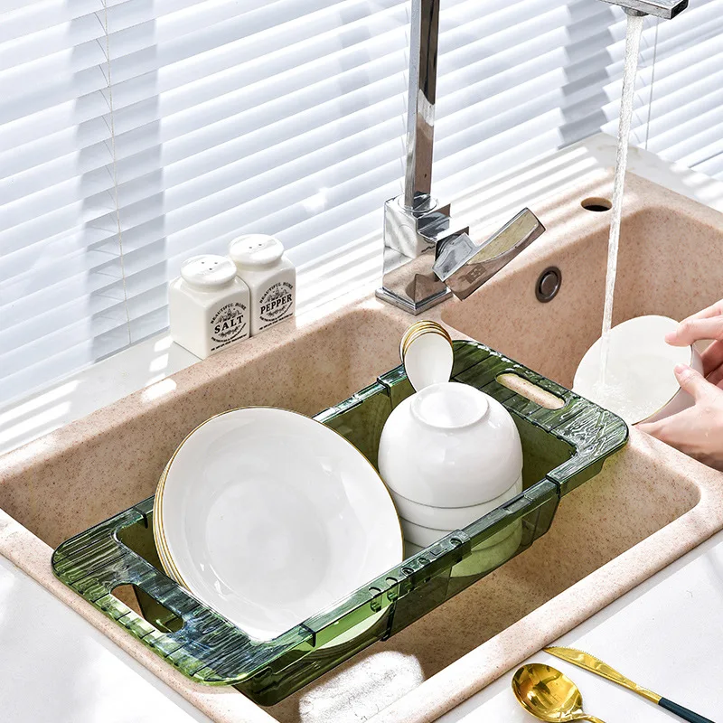 Kitchen Retractable Drain Stand Wash Basin Drain Basket Household ...