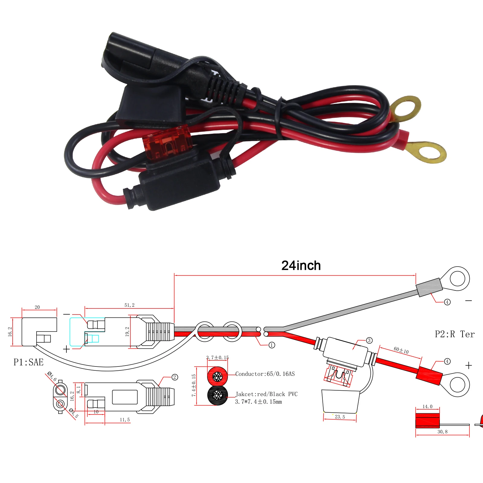 1.5 Meter SAE Battery Connector - Reliable Automobile Harness