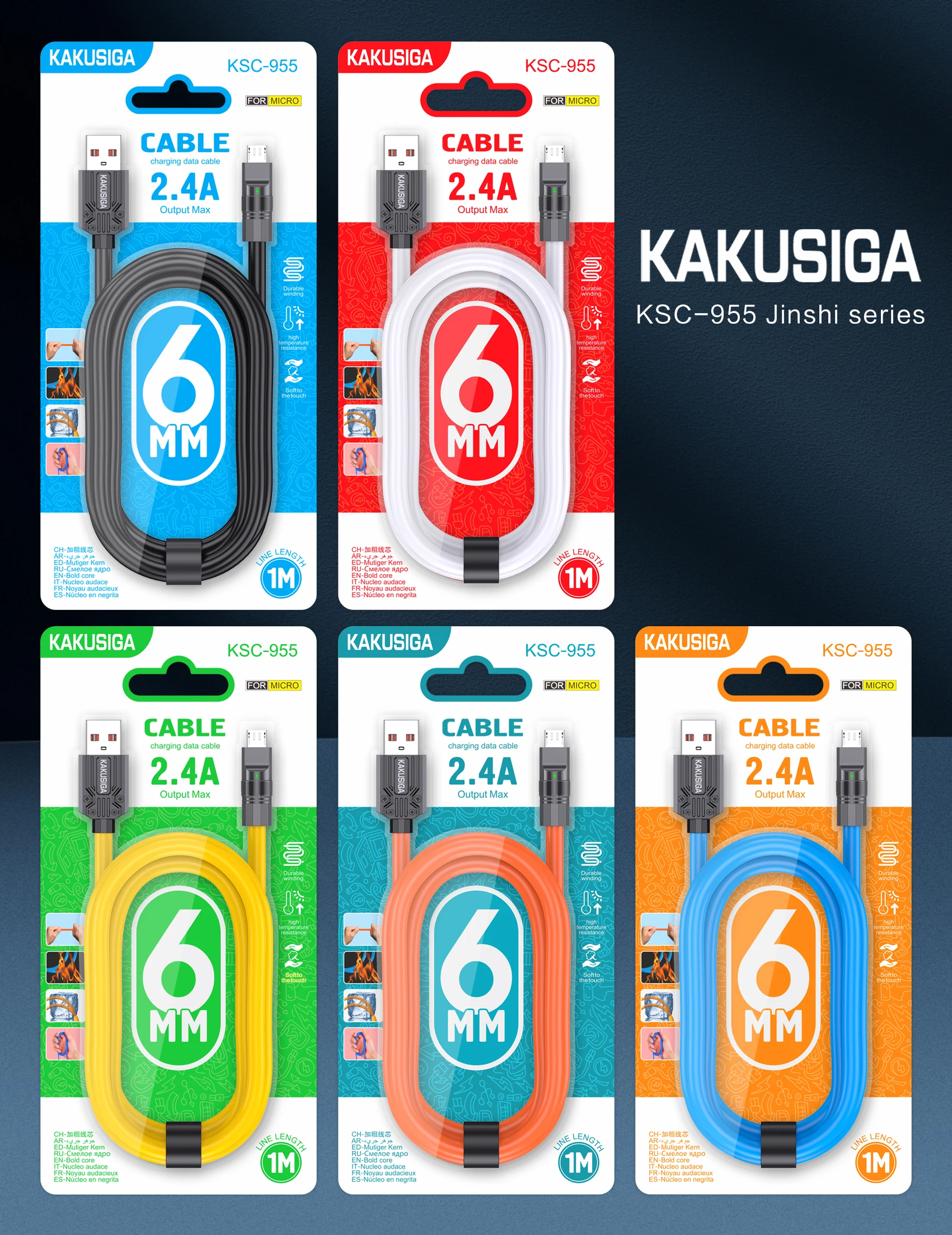 KAKUSIGA KSC-955 JINSHI Smart Charging Cable - 2.4A Fast Charge