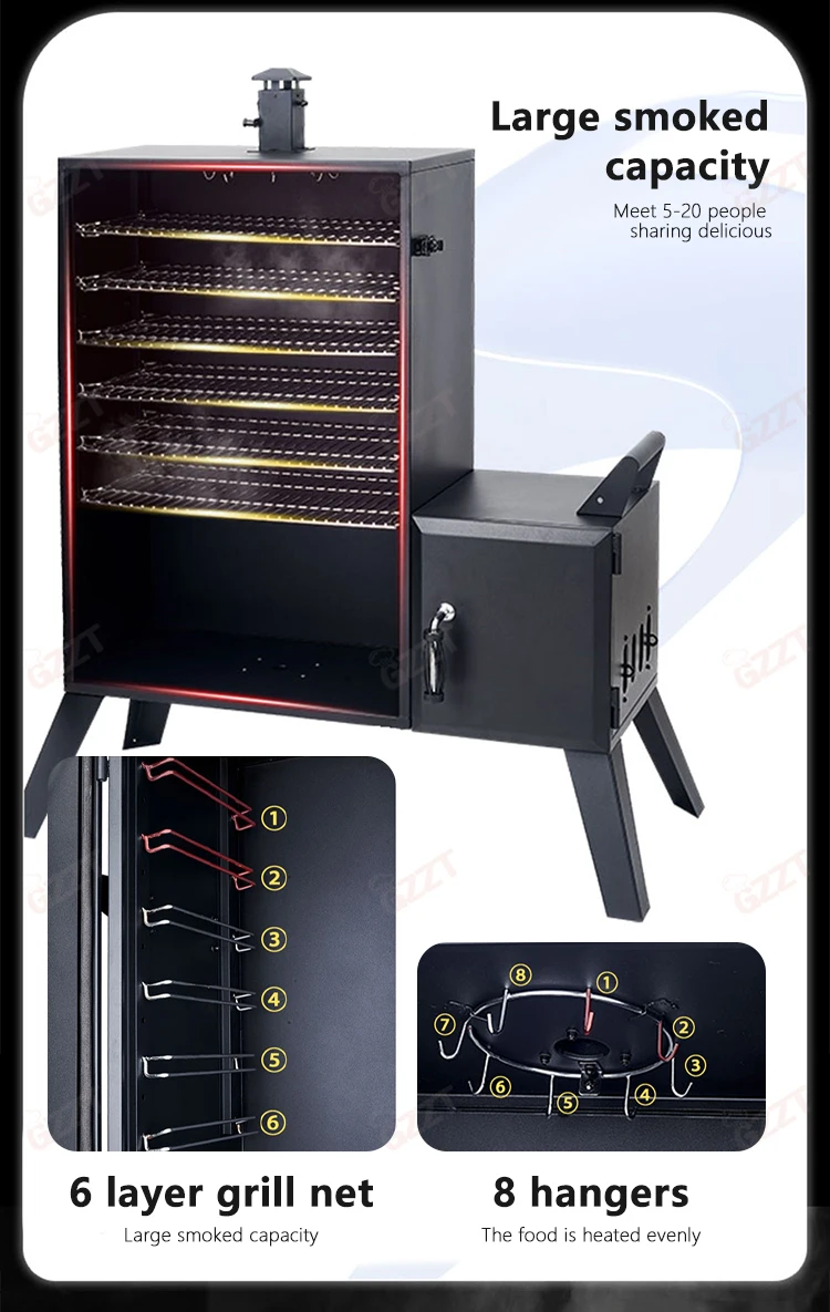 Outdoor Steel Charcoal Bbq Grill Sausage Smoke Oven Smokehouse Meat ...