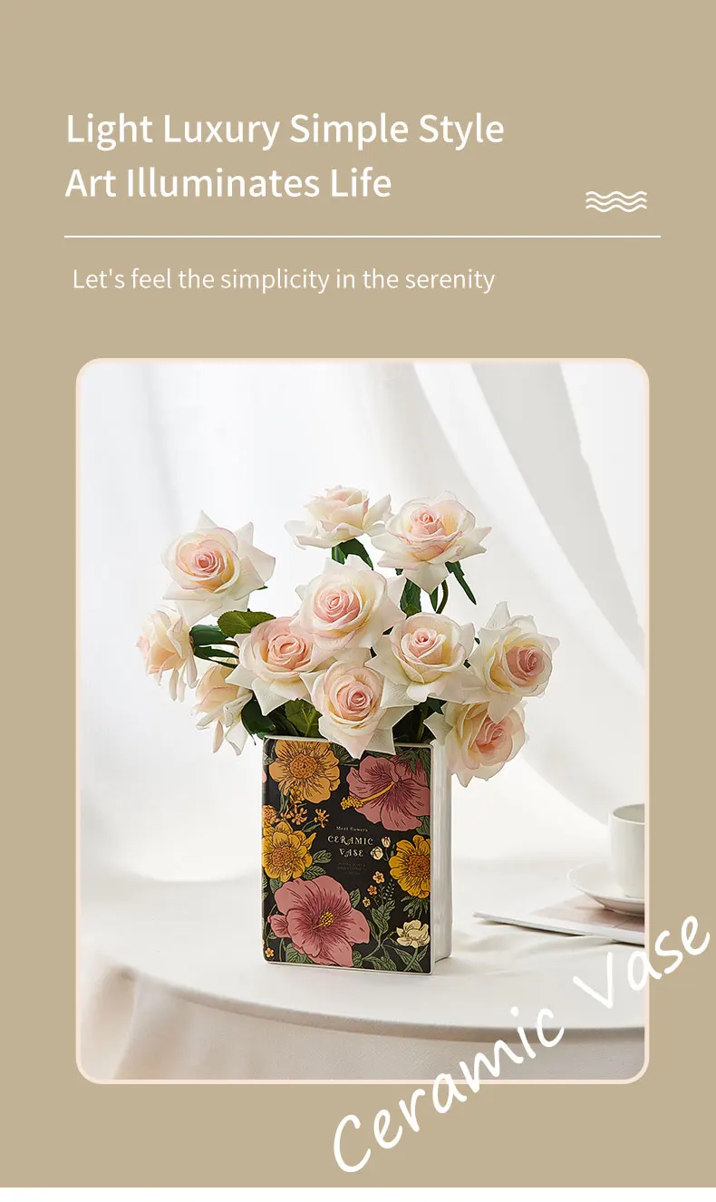 Living Room Book Vase For Dried Flowers Garden Decorative Vases Modern ...