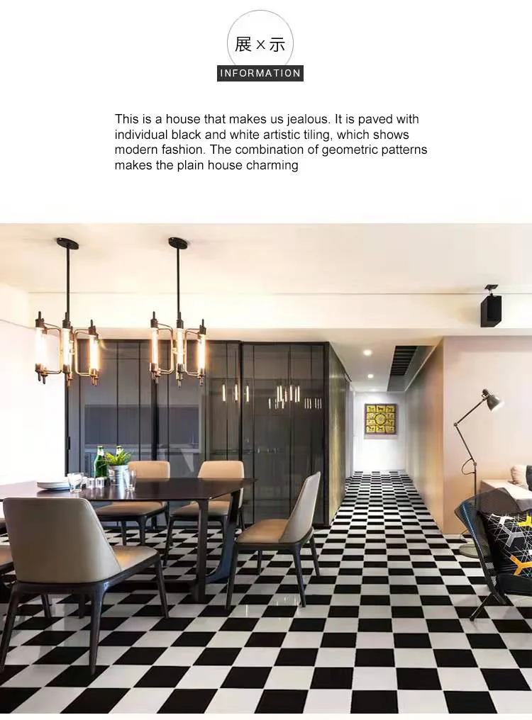 Concise Black and White Art Flower Tile - Non-Slip Ceramic Floor Tiles ...