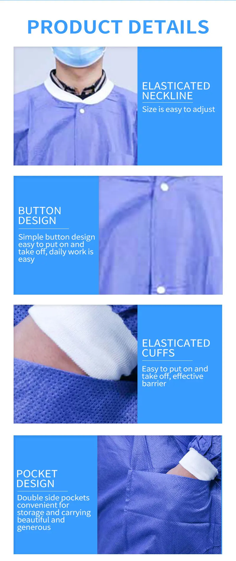 Cleanroom Lab Coat Lab Coat Disposable Blue Disposable Plastic Lab Coat ...