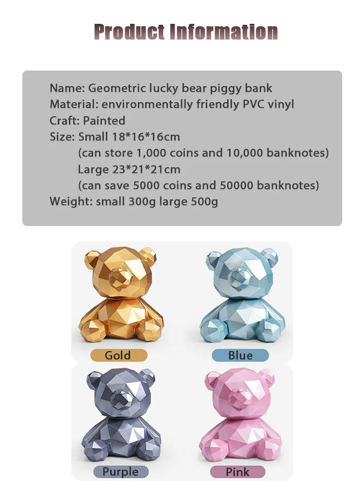 Geometric Teddy Bear Money Bank For Kids; Kids Money Bank Saving ...