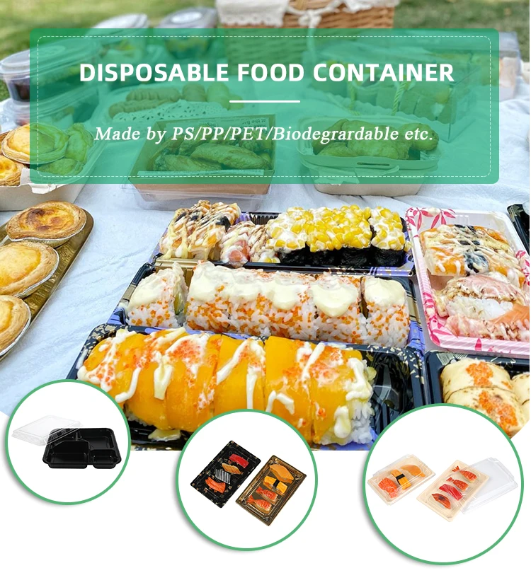 Disposable Ps Plastic Take Away Japanese Sushi Tray Food Sushi Box ...