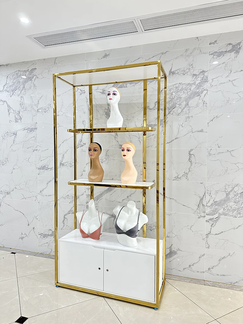Luxury Stainless Steel Gold Wig Display Rack for Hair Salon Decoration ...