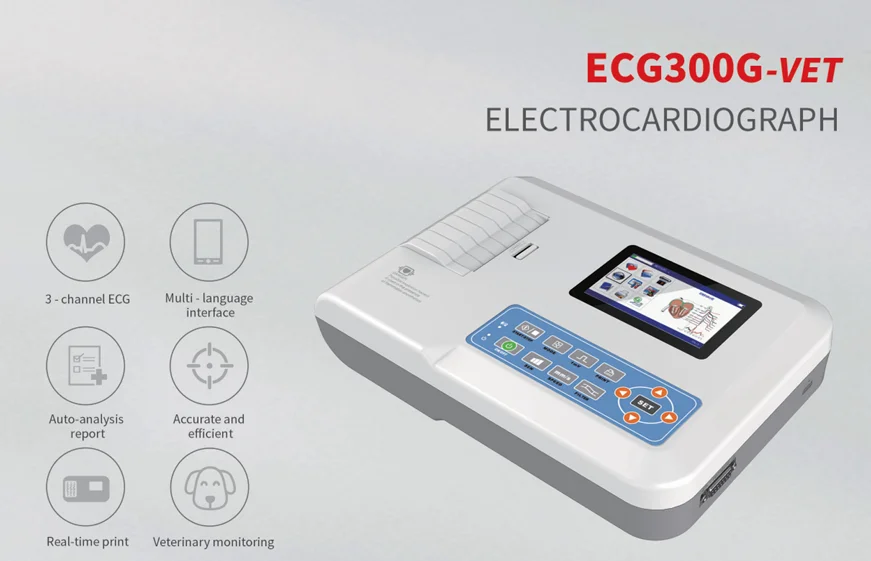 Shengzhichu ECG300G-VET 3/6/12 Channel Portable ECG Machine for Cats ...