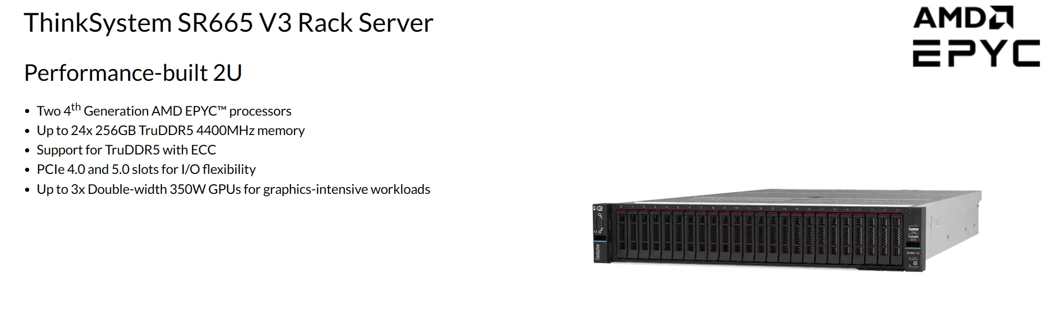 Lenovo Thinksystem 2u Rack Server Sr665 V3 4rd Amd Epyc 9004 Genoa ...
