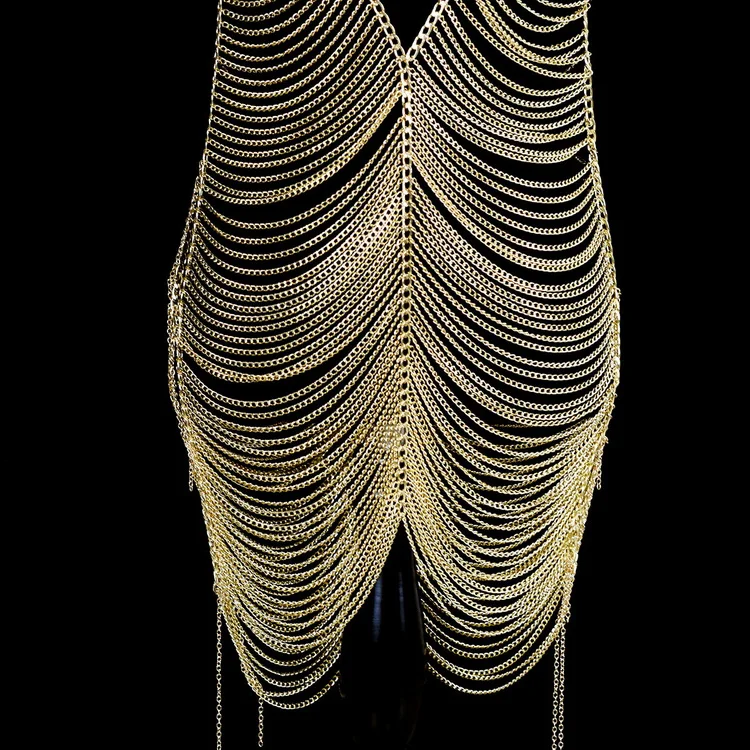 Bincho Punk Nightclub Metal Chain Multi-Layer Gothic Shoulder Chain ...