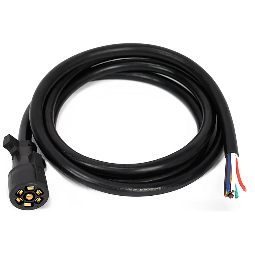 7-Way Trailer Extension Cord Wire 8 Ft - 7 Pin Connector Plug for RV ...