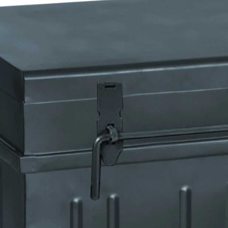 Set of 2 Black Metal Storage Trunks - Durable & Stylish