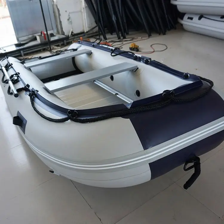 Barco de pesca inflable Botes de suelo de aluminio PVC con motor fuera ...