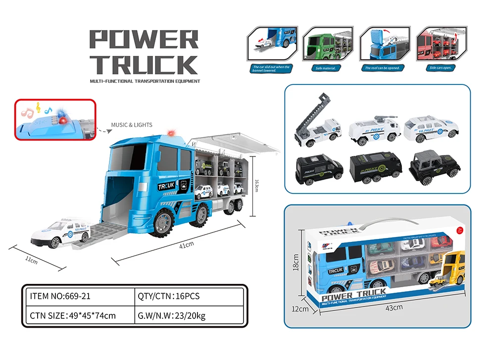 Mini Police Patrol Rescue Vehicle Die Cast Truck Car Toy Set 6 In 1 ...