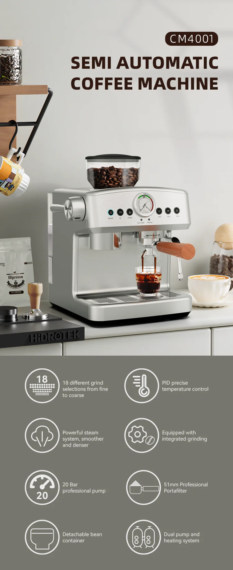 20 Bar Brew Semi Automatic Espresso Machine| Alibaba.com