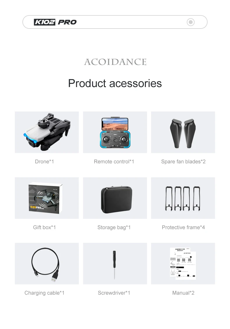 2023 New K102 Pro Mini Drone 4k Hd Dual Camera Four-way Obstacle ...