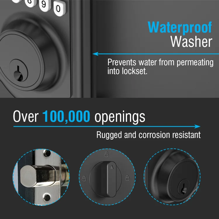 Te'an Digital Electronic Deadbolt Door Lock Password Key Access Smart ...