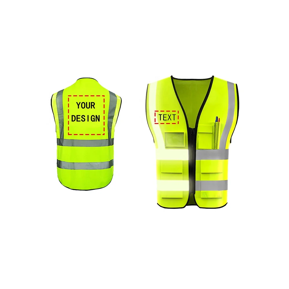 Custom High Visibility Unisex Reflective Vest Two Tone Security Officer ...