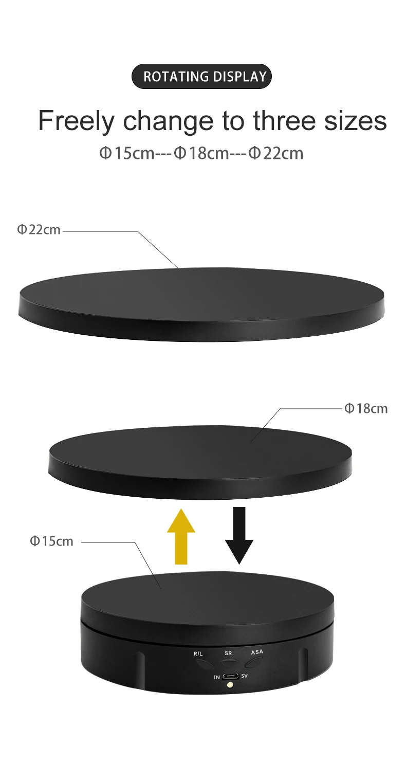 3 in 1 360 Degree Electric Turntable with Remote Control Rotating ...