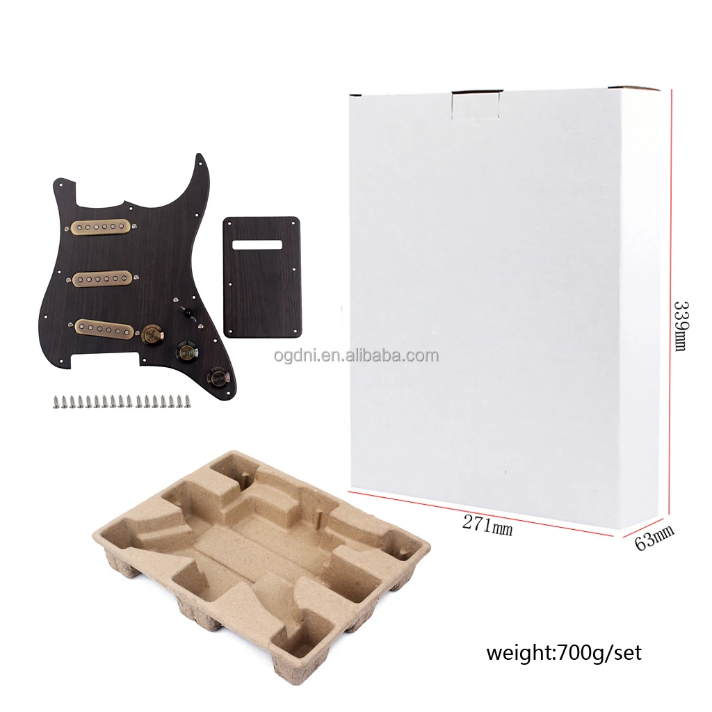 SSS Prewired Strat Pickguard - Alnico V Pickups & Rosewood Grain