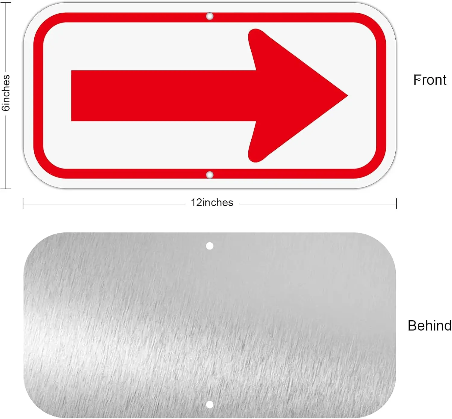 12x6 Inches Aluminum Reflective Arrow Signs, UV Protected, Durable ...