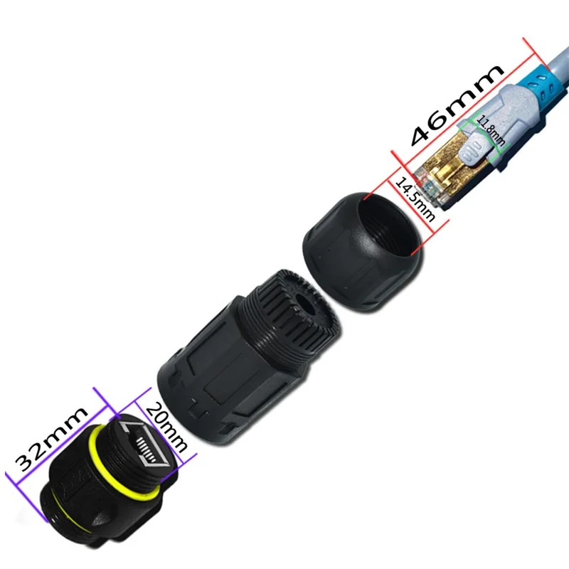M20 Ip68 Waterproof Cat6 Connector Adapter Ethernet Network Lan Cable ...