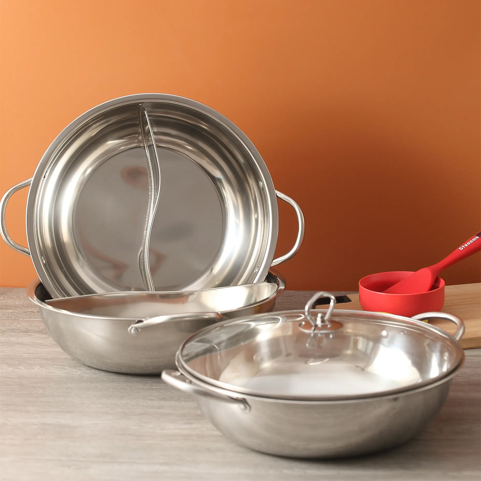 Stainless Steel 201 Two Compartment Hotpot Flavor Induction Cooker ...