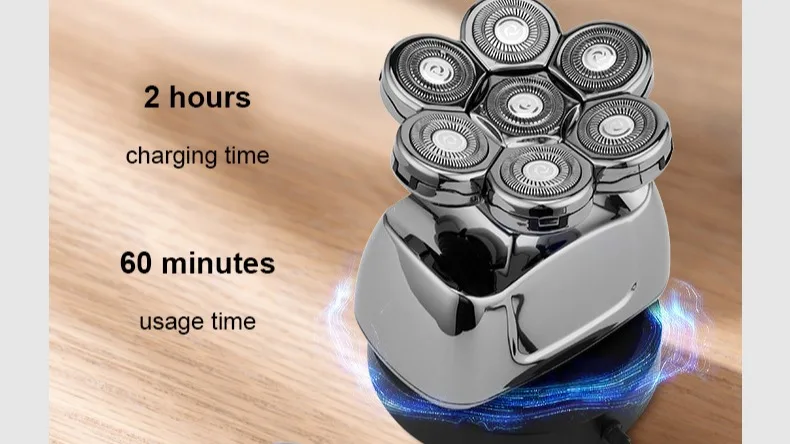 Wireless Charging 7d Rotary Mens Head Shaver Usb Grooming Kit Nose Ear ...