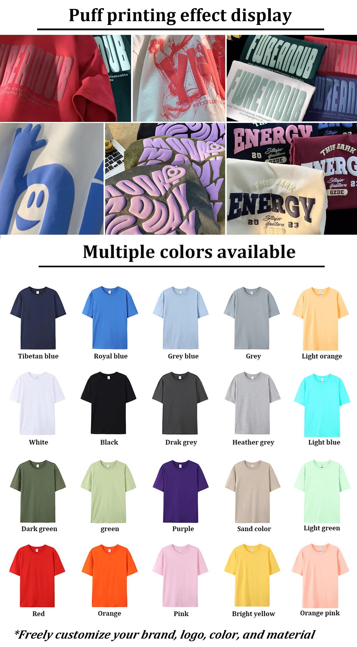 Heavyweight T-shirt Puff Print T-shirt High Quality Oversized 250 Gsm T ...