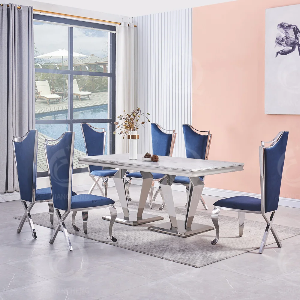 Modern Luxury 10 Seater Stainless Steel Dining Table And Chair Set ...