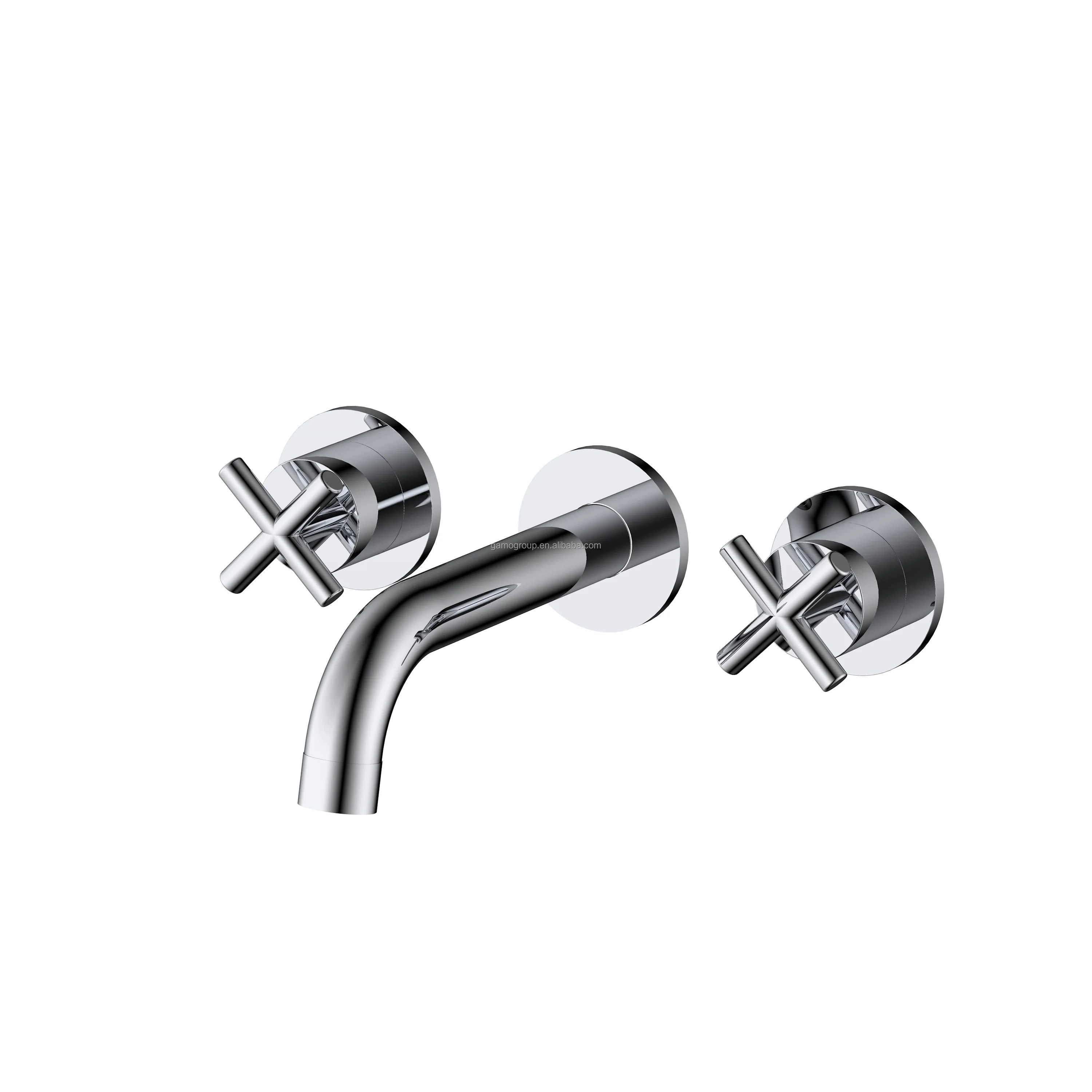 Two Handles Wall Mounted Wash Basin Mixer Basin Concealed Chrome Plated ...