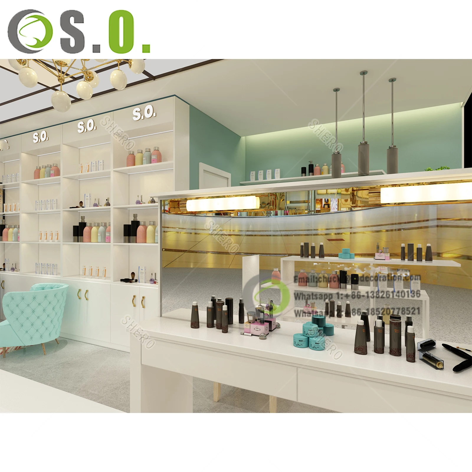 Customized Shop Counter Design For Cosmetic Store Cosmetic Display ...