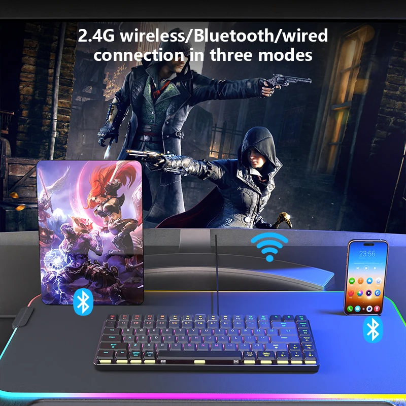 Wireless Mechanical Keyboard Triple Mode 2.4g/usb-c/bluetooth Gaming ...