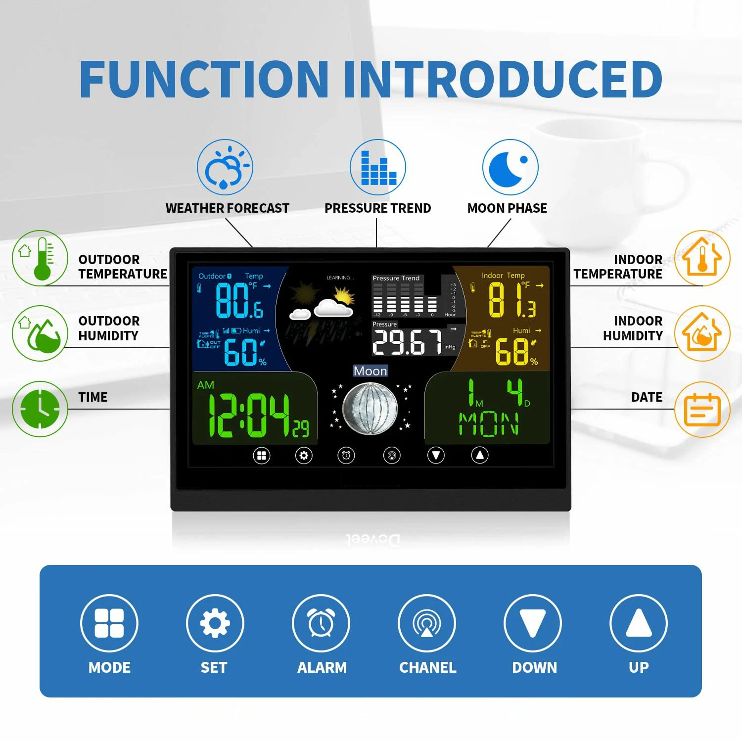 Wireless Color Lcd Display Touchscreen Weather Stations Weather ...