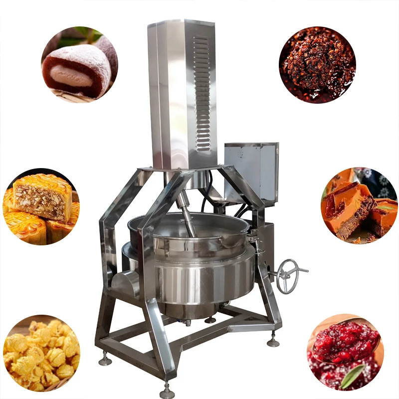 Industrial Jacket Gas Mixing Cooker Strawberry Jam Meat Sauce Automatic ...
