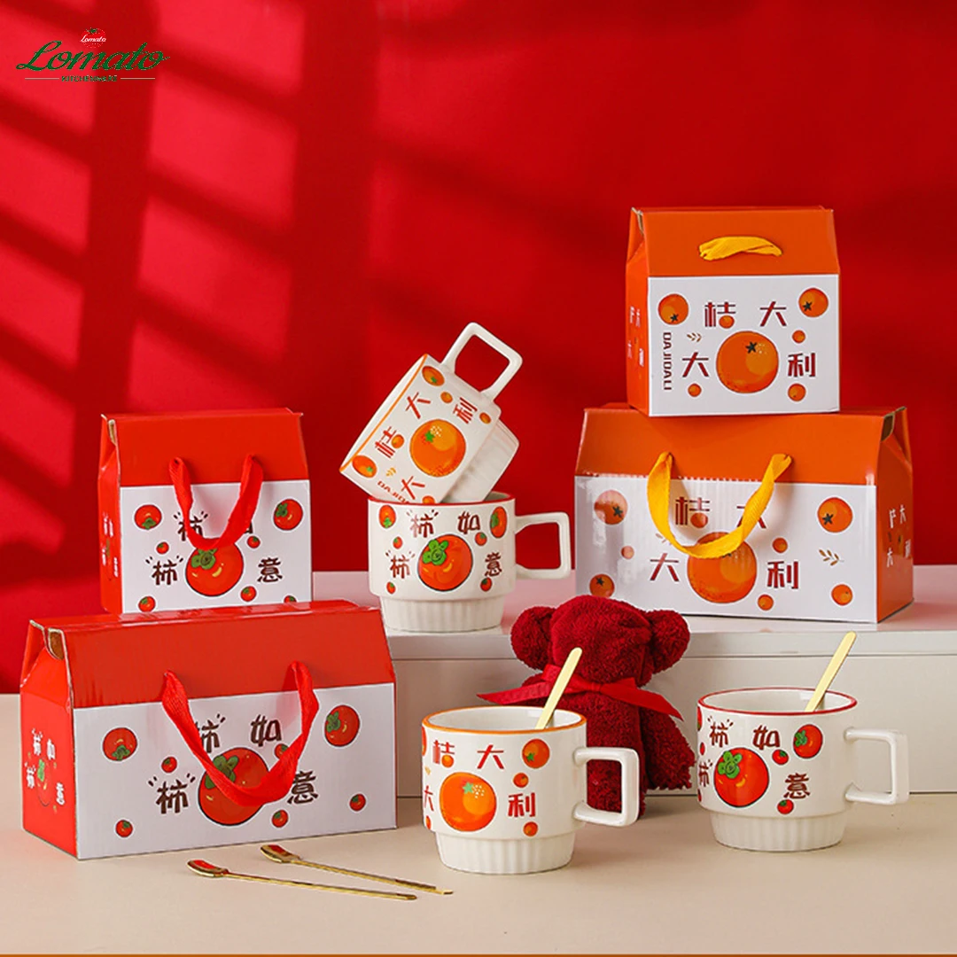 New Design Dragon year Good luck Gift box creative Cartoon mug ceramic ...