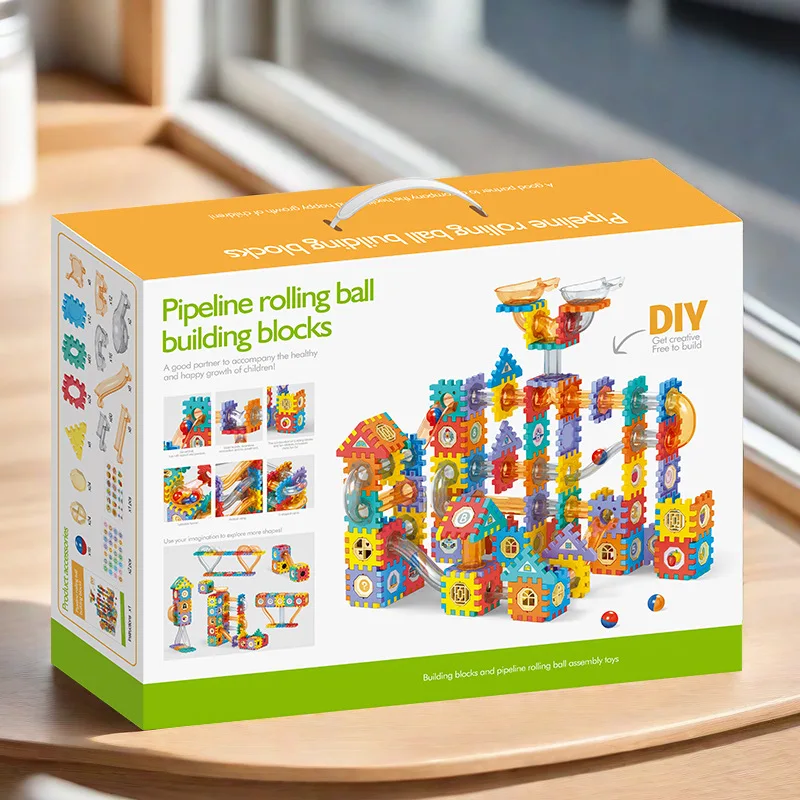 286pcs Pipeline Rolling Ball Track Toy Building Blocks Stem Kids Marble ...