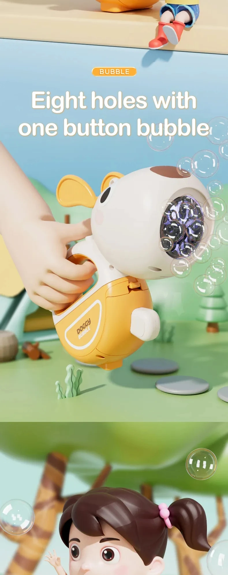 Cartoon Dog Bubble Machine Kids Summer Outdoor Bubble Blaster Toys ...