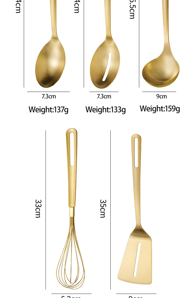 5 PCS Titanium Plated Kitchen Utensil Set - Luxury & Durability