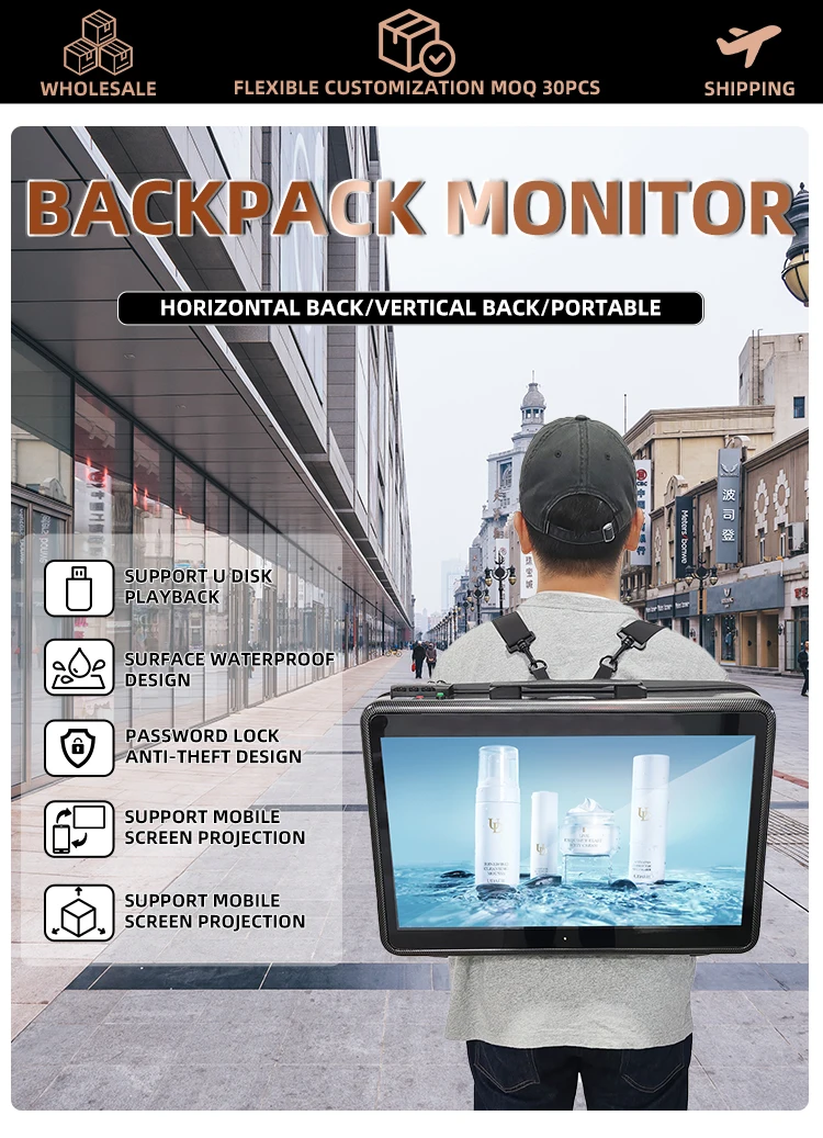 Hot Sales Backpack Advertising Player Outdoor LCD Backpack Screen LCD ...