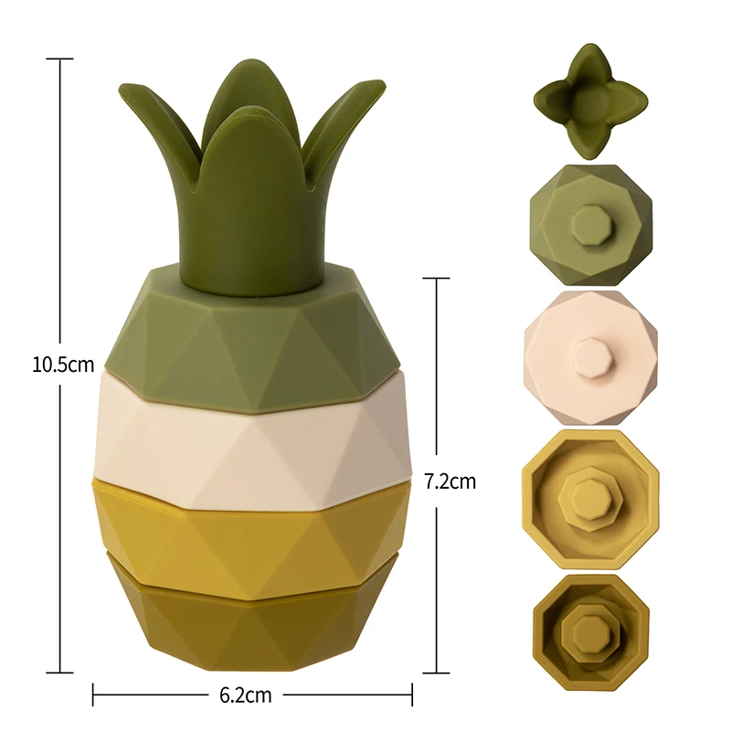 Bpa Free Pineapple Fruit Silicone Stacking Toys Building Blocks Set ...